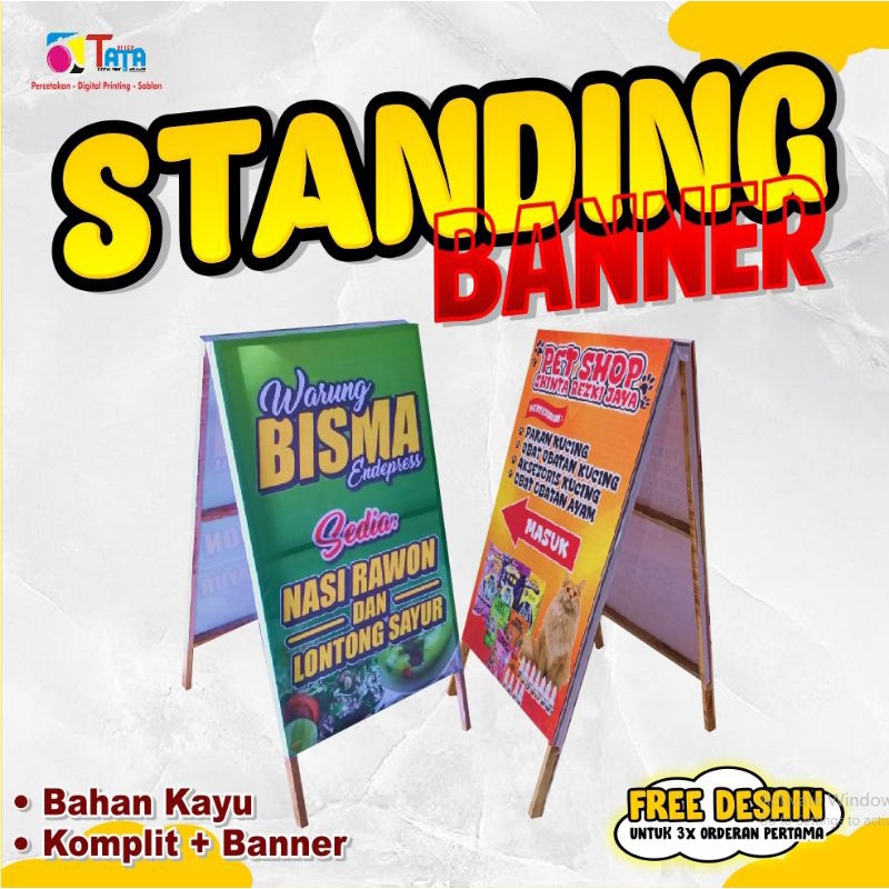 Jual Standing banner ( Paket Rangka Kayu plus banner ) | Shopee Indonesia