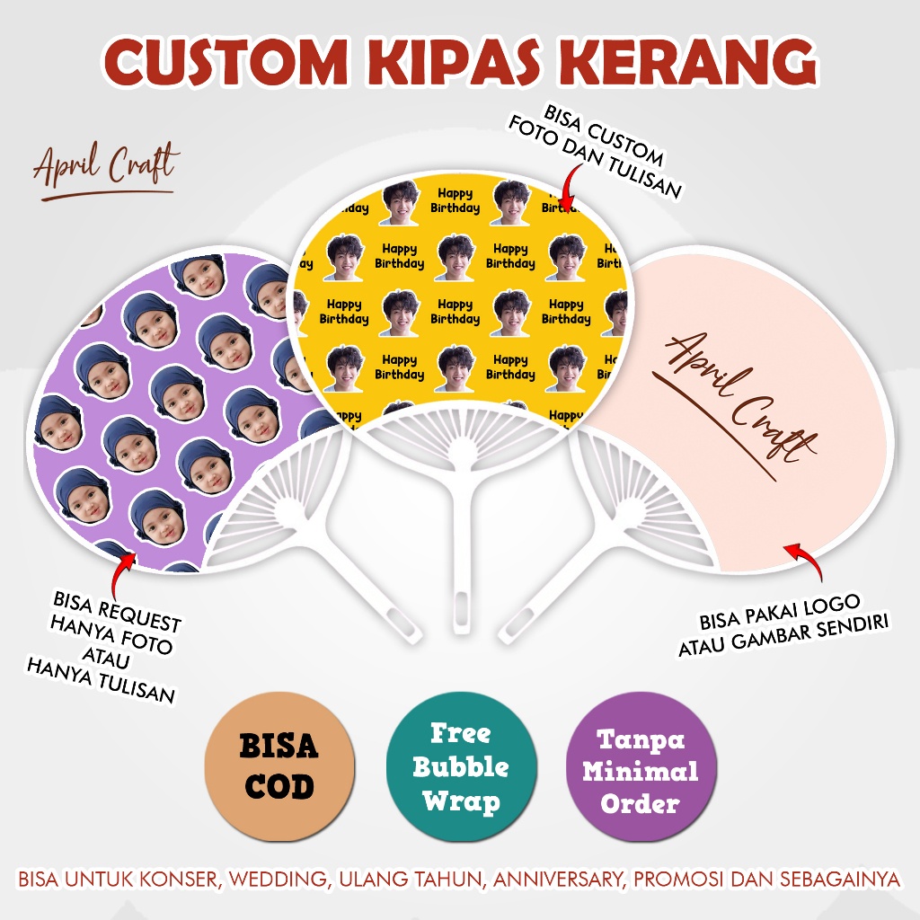 Jual Kipas Jepang Kerang Custom Gambar Foto Muka Kado Wisuda Ulang ...