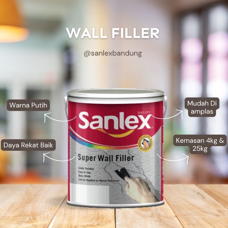 Jual Plamir / Dempul Tembok Sanlex Wall Filler Super 4kg | Shopee Indonesia