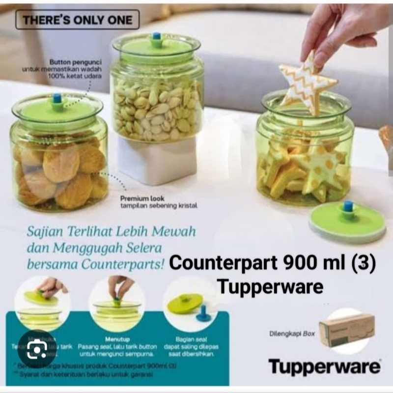 Jual Toples Counterpart 900 ml (3) Tupperware (FREE Bubble Warp ) | Shopee Indonesia