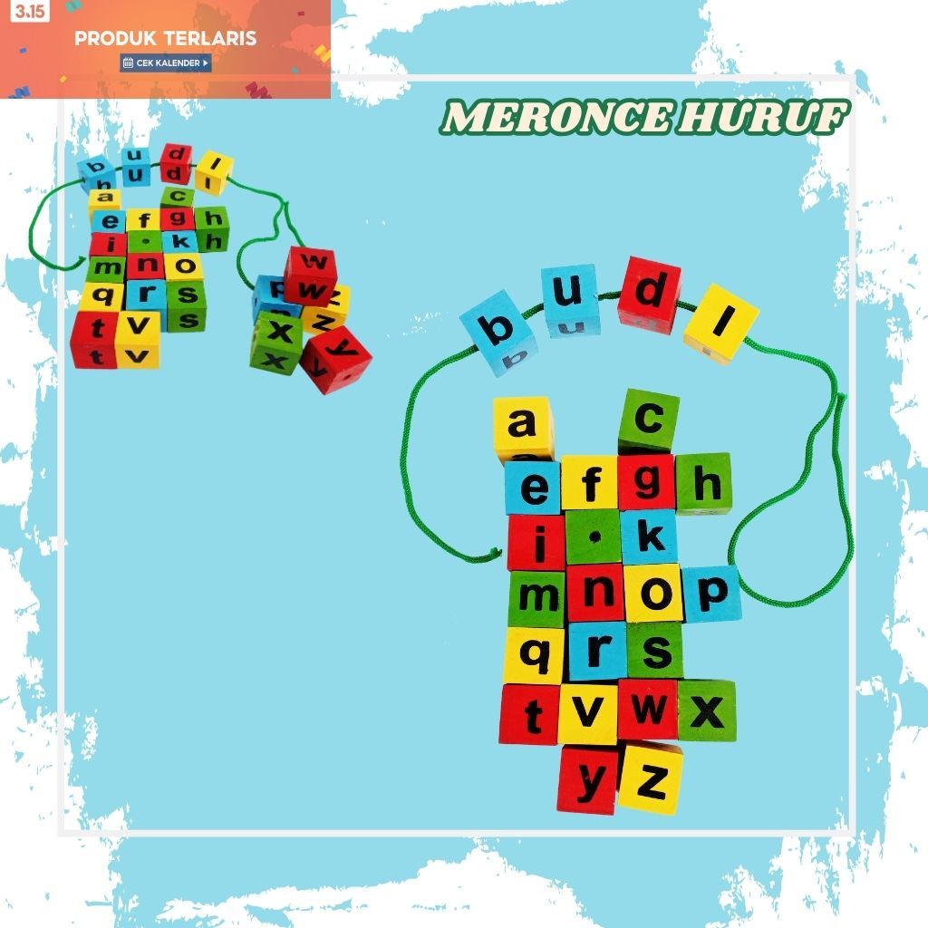 Jual Mainan Edukasi Kayu - Meronce Huruf | Shopee Indonesia