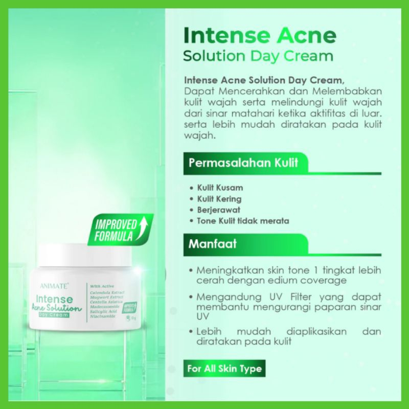 Jual ANIMATE Day Cream Animate Intense Acne Solution 10g / Cream Pagi ...