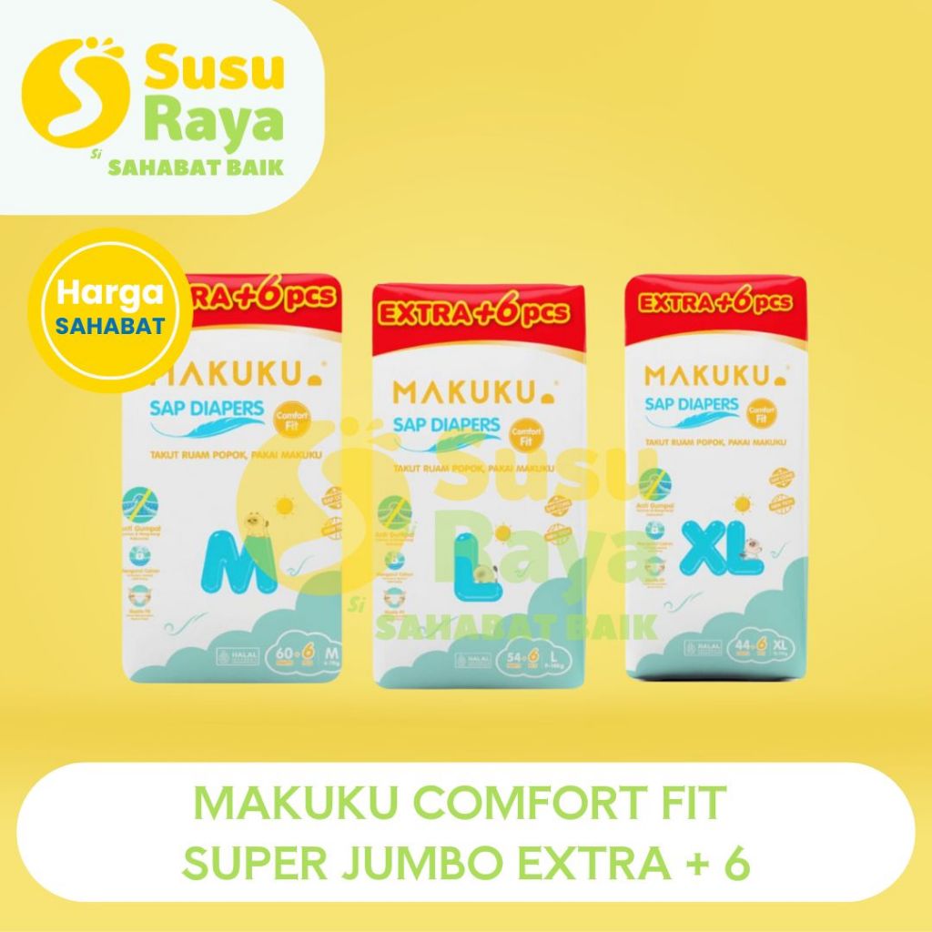 Jual MAKUKU SUPER JUMBO COMFORT FIT M60+6 / L54+6 / XL44+6 | Shopee Indonesia