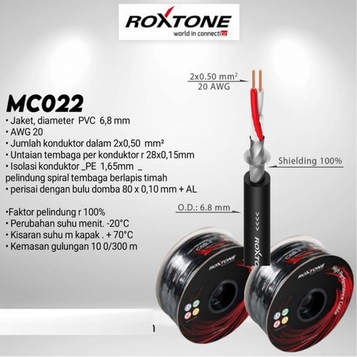 Jual KABEL MIC STEREO DIAMETER 6,8 MM ISI 2X0,5 MM ROXTONE MC022 HARGA 1 METER ORIGINAL / MURAH ...
