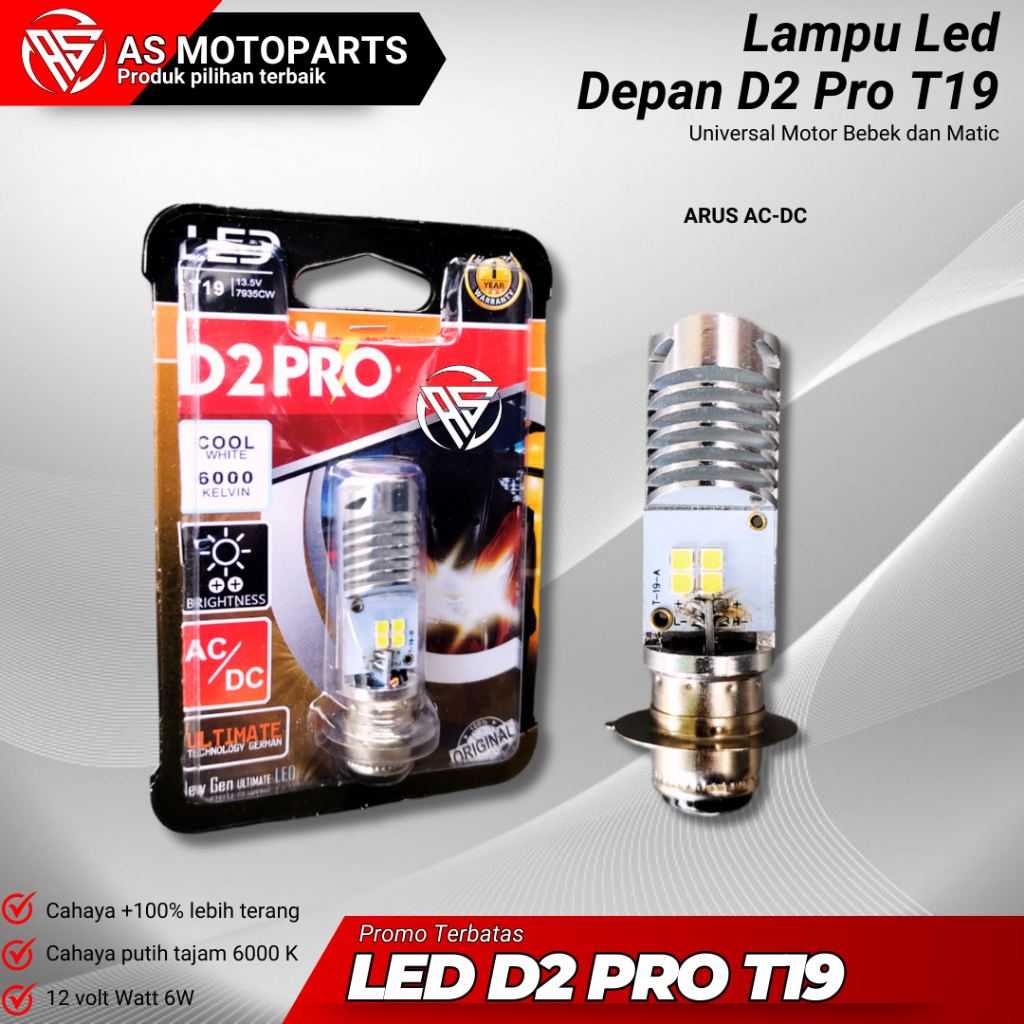 Jual LED LAMPU MOTOR D2 PRO T19 SUPER TERANG LAMPU DEPAN MOTOR LED ...