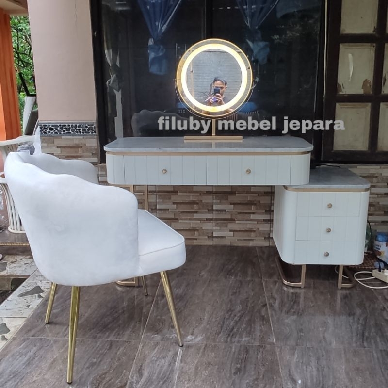 Jual Meja rias minimalis modern kaca cermin top table marmer cream ...