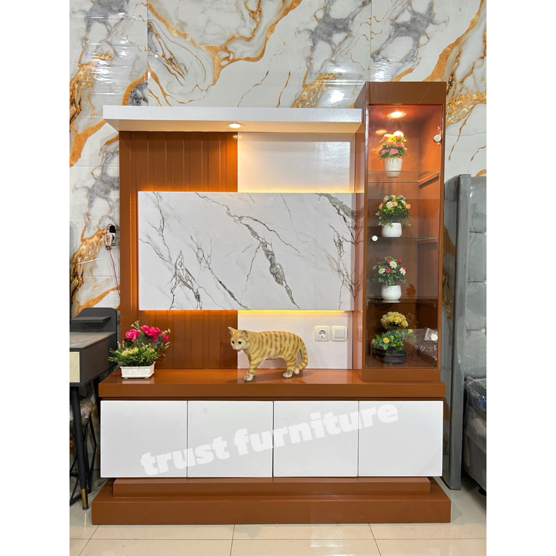 Jual bufet lampu led/bufet tv corak marmer/bufet tv lampu/bufet tv ...