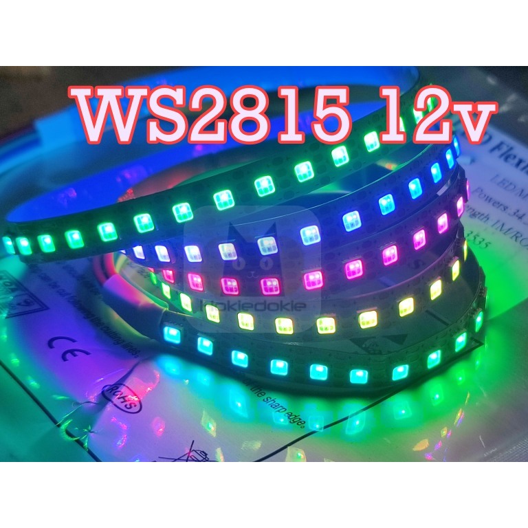 Jual LED WS2815 12V 8mm144LED/m 1M asli wordsemi PCB hitam putih lampu ...
