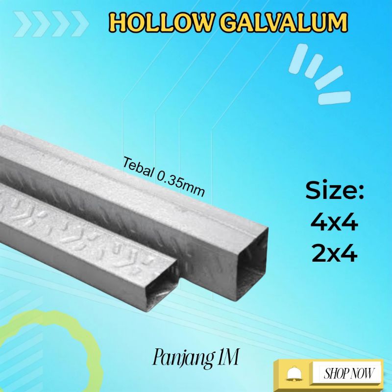 Jual Hollow Holo Galvalum Kotak 2x4 4x4 Per 1 Meter | Shopee Indonesia