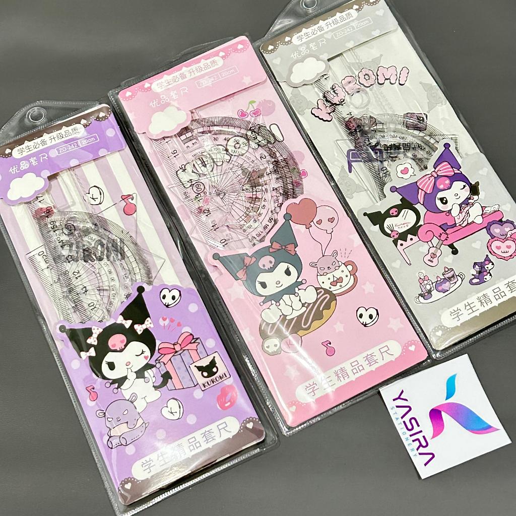 Jual SATU SET 4 PCS Penggaris Set Tebal 20cm Wadah Dompet Karakter Lucu ...