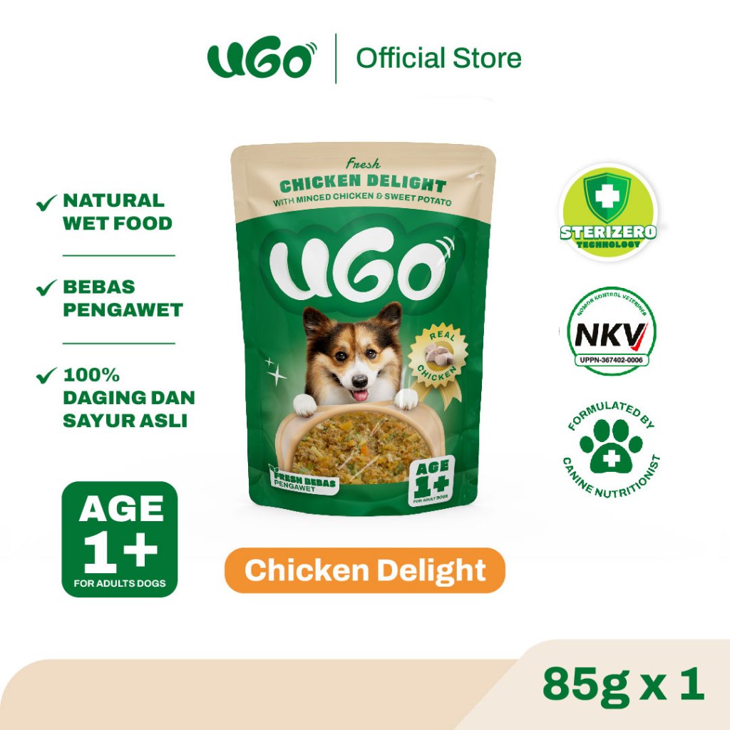 Jual UGO Chicken Delight Fresh Wet Dog Food Makanan Anjing Basah - 85gr ...