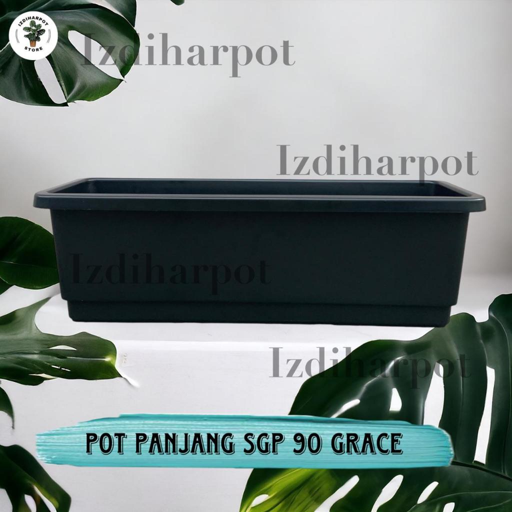 Jual POT BUNGA TANAMAN PERSEGI PANJANG JUMBO SGP GRACE 90 HITAM ...
