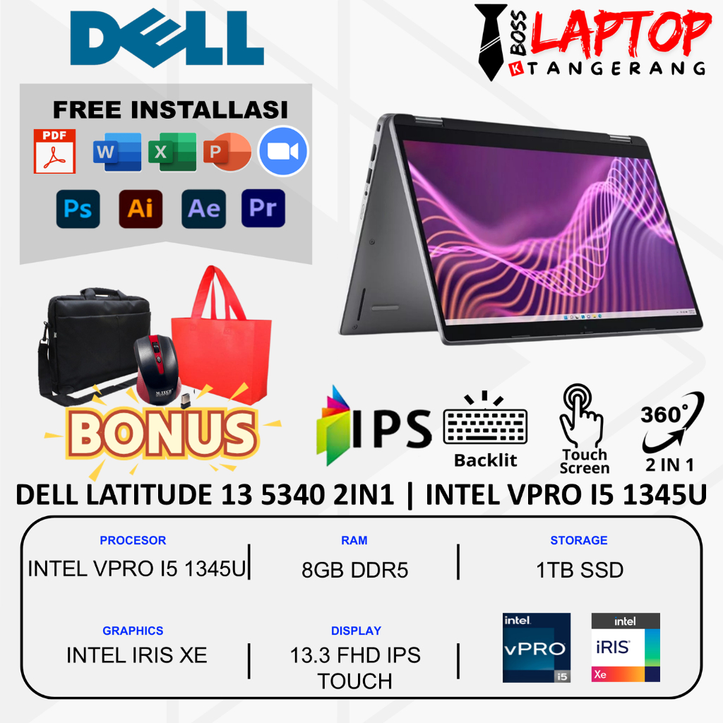 Jual laptop Flip 2in1 Dell latitude 13 5340 Intel Vpro i5 13450U Ram ...