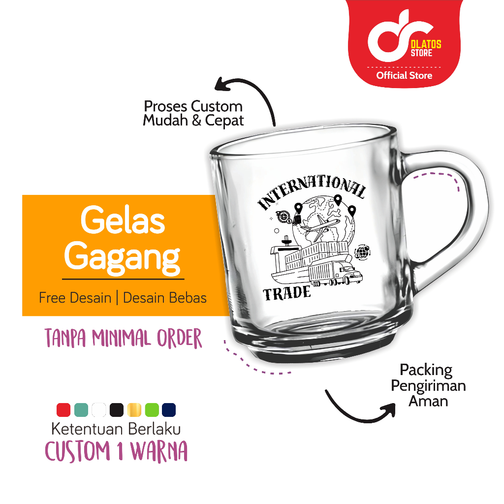 Jual Custom gelas gagang kaca , tanpa minimal order , sehari jadi ...