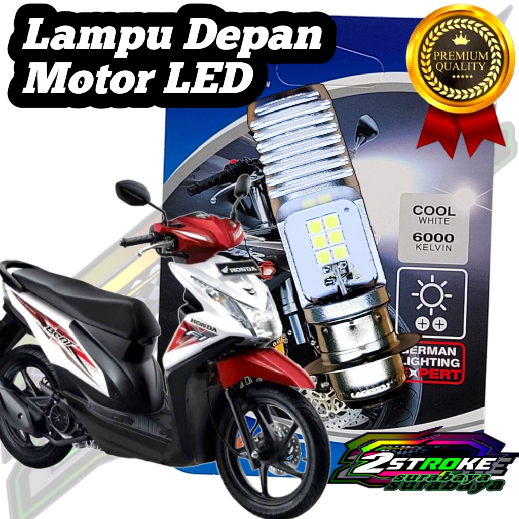 Jual Lampu Depan Motor Honda Beat Fi LED Putih H6 Ac/Dc 12Volt M2b Pro ...
