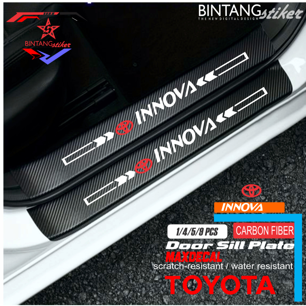 Jual 9Pcs Stiker 3D Door Sill Plate Guard Toyota Innova Stiker ...