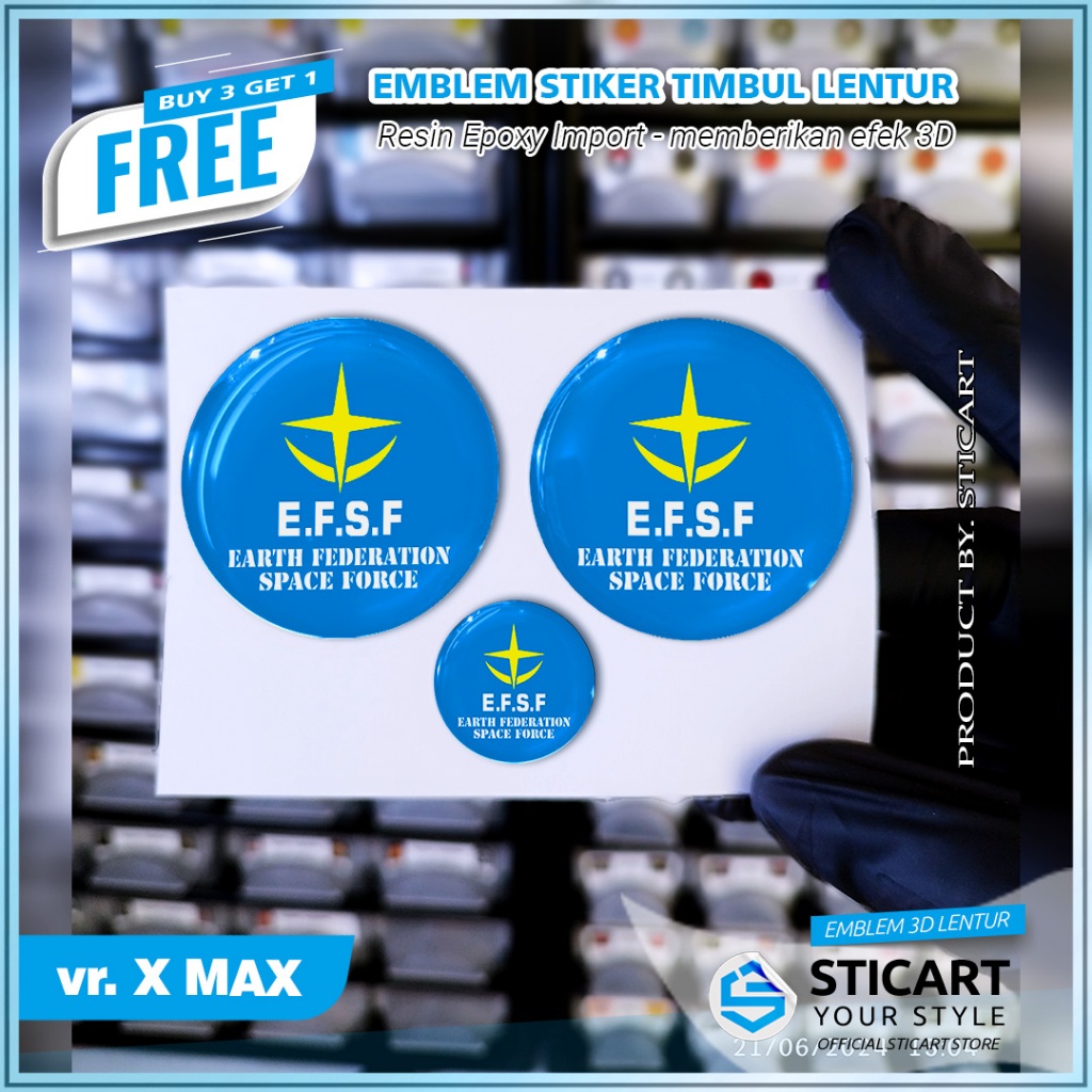 Jual EMBLEM GUNDAM EFSF TIMBUL STIKER MOTOR X MAX 3D EMBLEM TIMBUL ...