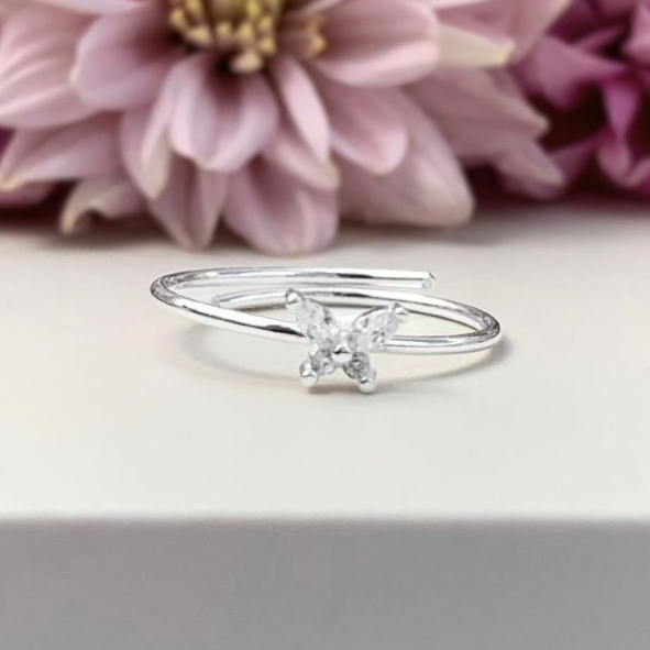 Jual Butterfly Ring Sterling Silver 925 18k Gold Plated - Cincin Wanita ...