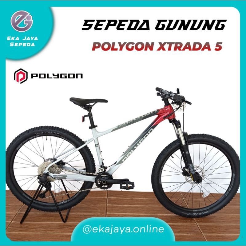 Jual Sepeda Gunung MTB 27.5 inch POLYGON Xtrada 5 - Merah Abu | Shopee Indonesia