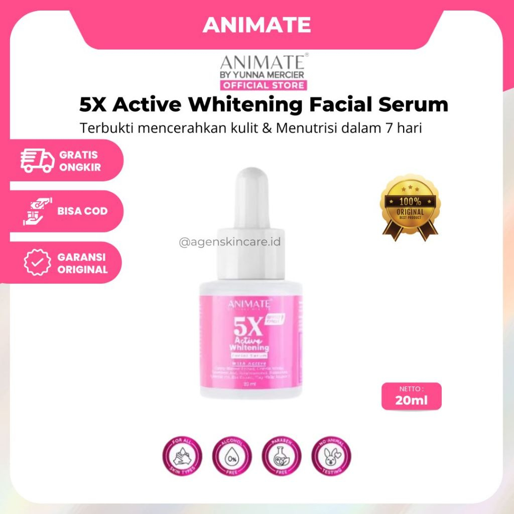 Jual Animate 5x Active Whitening Facial Serum 20 ml / Serum Wajah ...