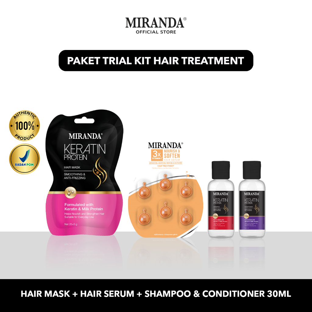 Jual Miranda Paket Trial Kit Hair Treatment/Hair Mask/Hair Serum/Hair ...