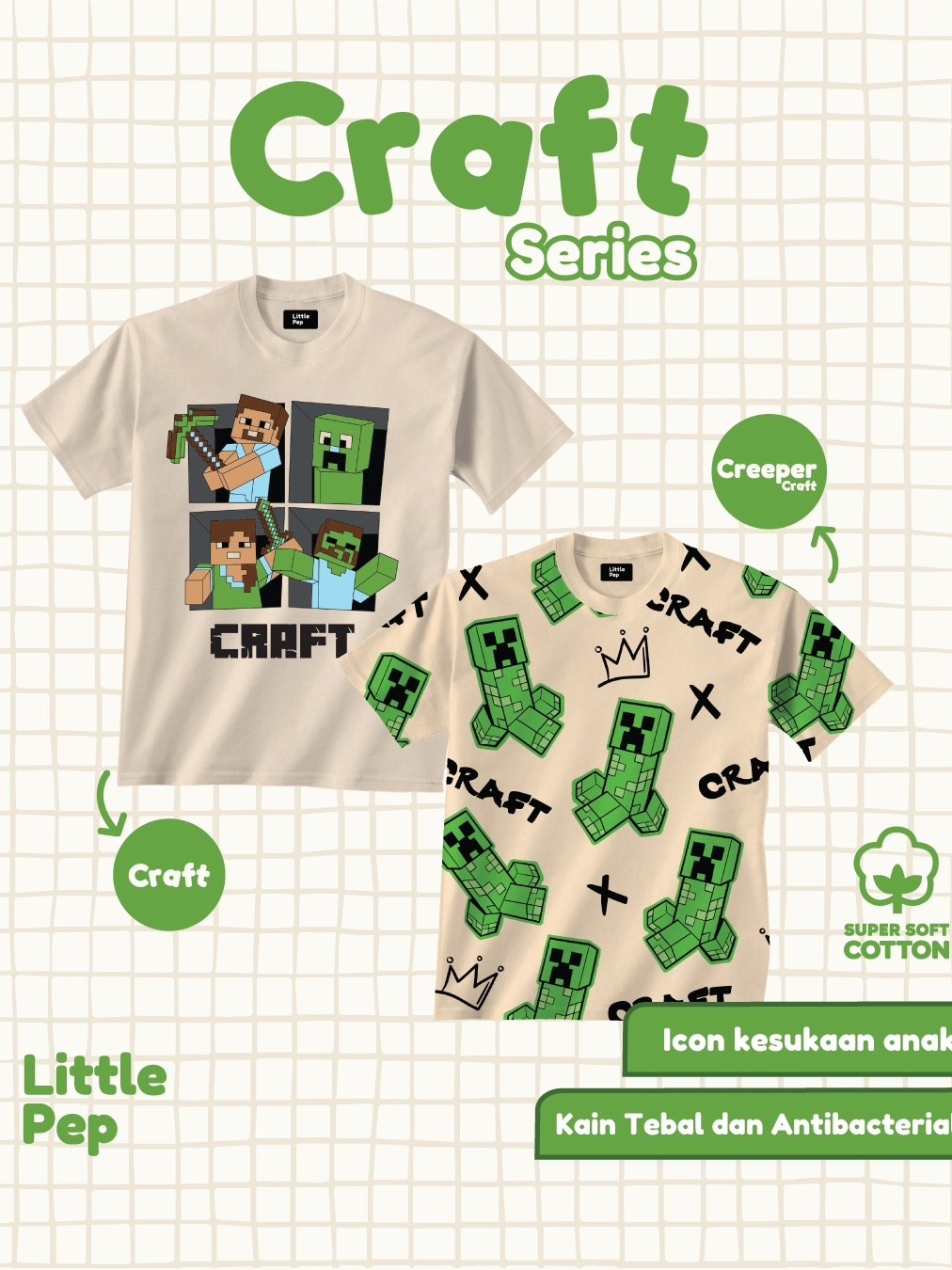 Jual Little Pep - CRAFT - Kaos anak dan dewasa motif game kesukaan anak ...