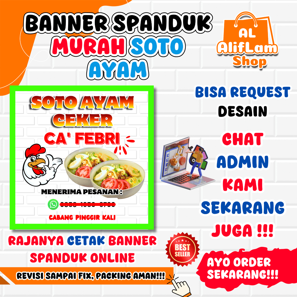 Jual CETAK BANNER SPANDUK SOTO AYAM | VERSI AS_75 | BISA REQUEST DESAIN ...