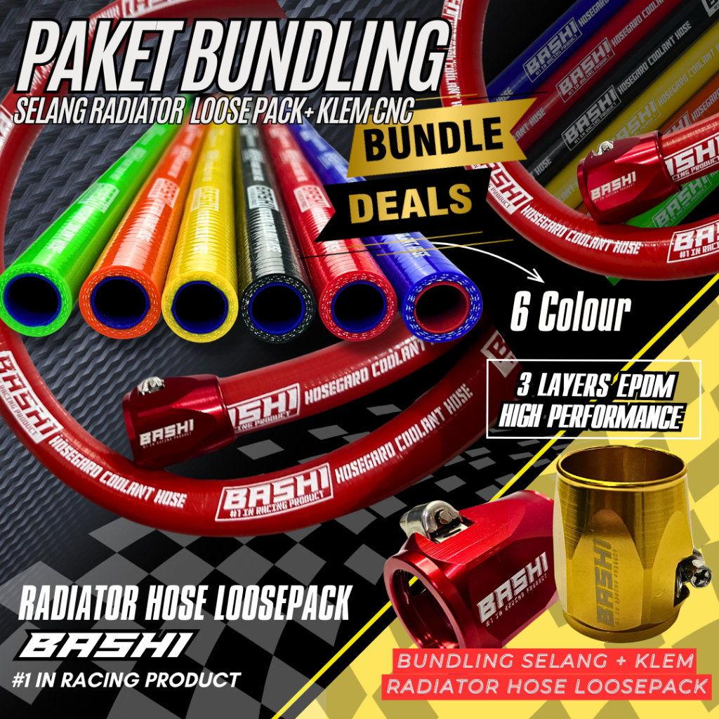 Jual Bashi Paket Selang Radiator Coolant Hose Include Klem Cnc 1 Meter ...