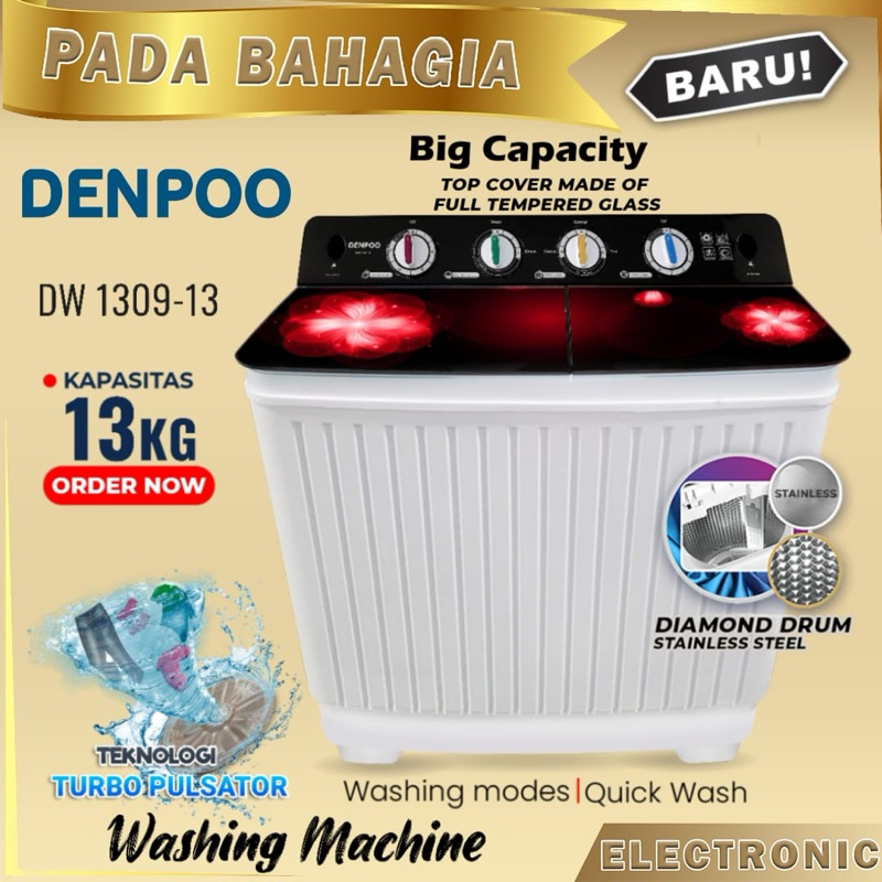Jual Mesin Cuci kapasitas Besar 13 Kg DENPOO DW 1309 H Terbaru | Shopee ...