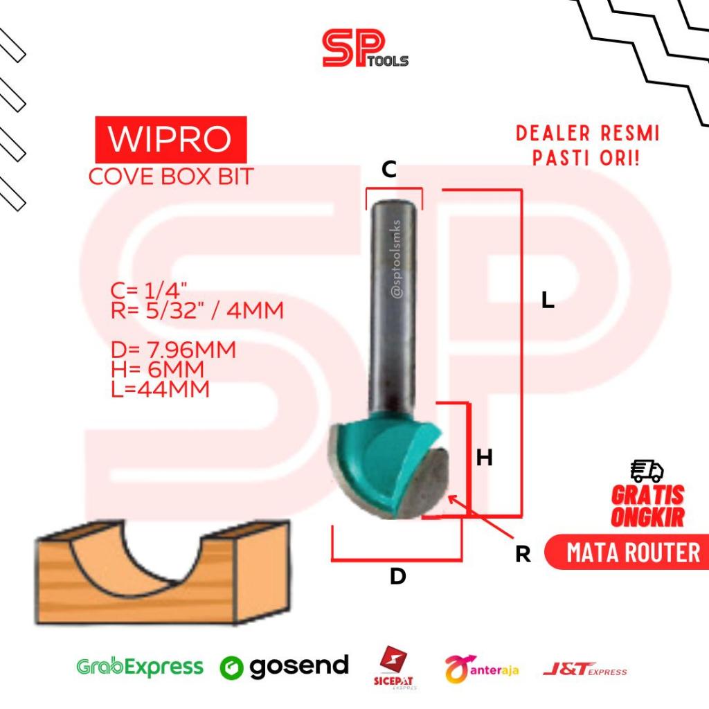 Jual MATA ROUTER ROTER PROFIL KAYU COVE BOX BIT BULAT 1/4" X 5/32" 4MM ...
