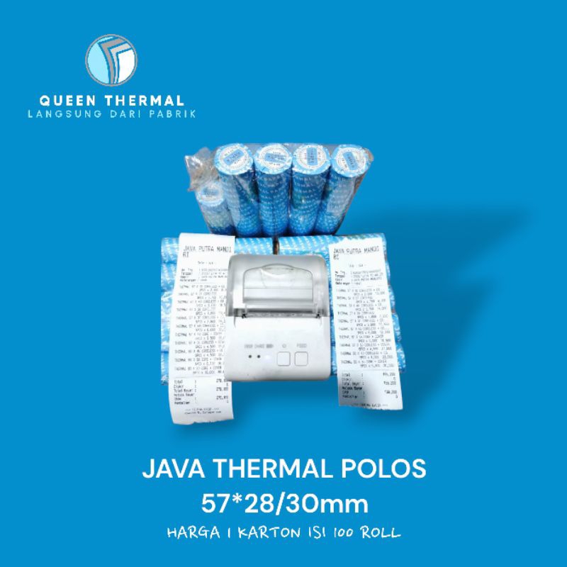 Jual JAVA ANDALAN KERTAS THERMAL POLOS 57*30 ISI 100 ROLL [1 CARTON ...