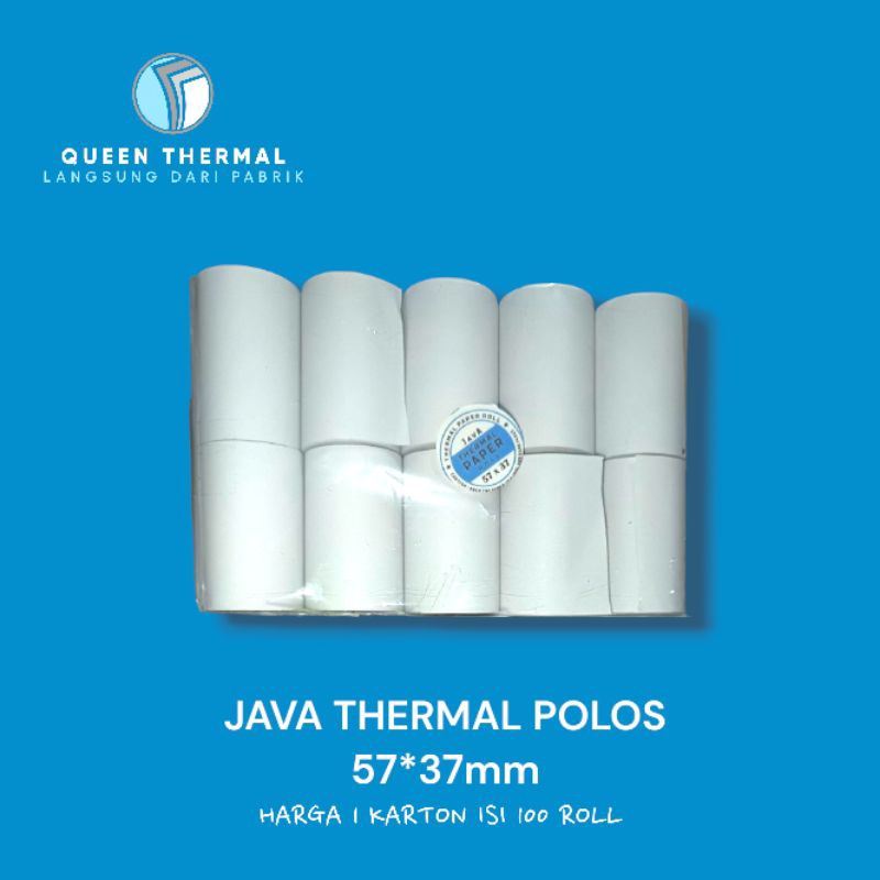 Jual KERTAS THERMAL POLOS 57*37 CORELESS |1 DUS 100 ROLL |KERTAS ...
