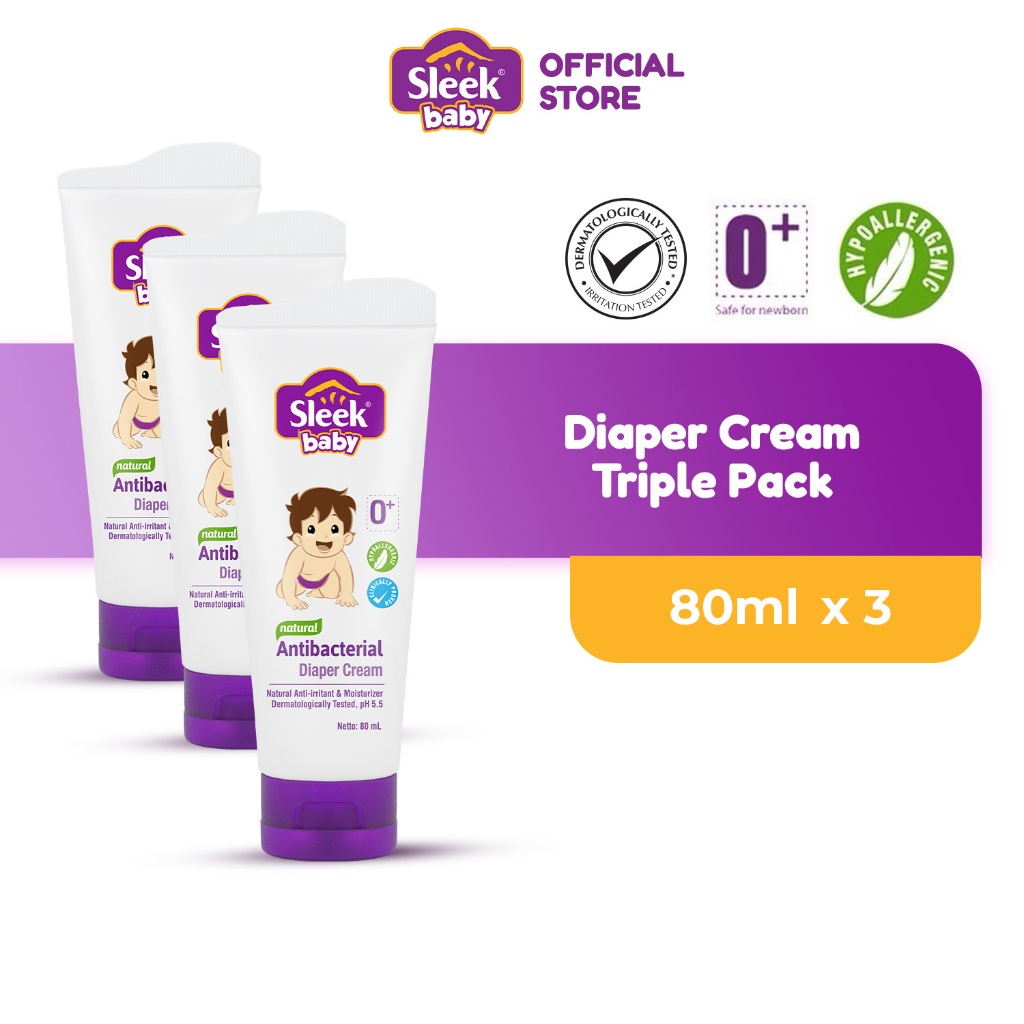Jual Sleek Baby Diapers Cream 80ml Triple Pack | Shopee Indonesia