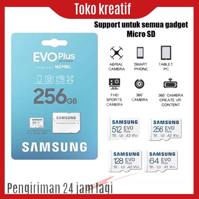 Jual Samsung 512GB 256GB 128GB A2 V30 Memory Card EVO Plus Micro SD ...
