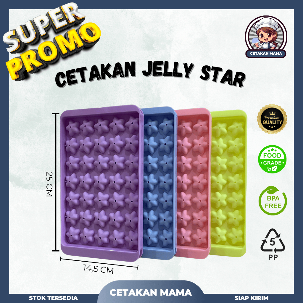 Jual Cetakan Jelly star gemoy viral bentuk bintang 35 lubang / star ...