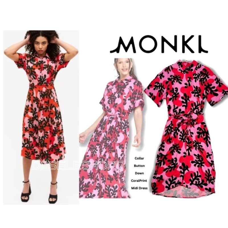 Jual Monki Mini Dress pink coral Balted Original branded | Shopee Indonesia