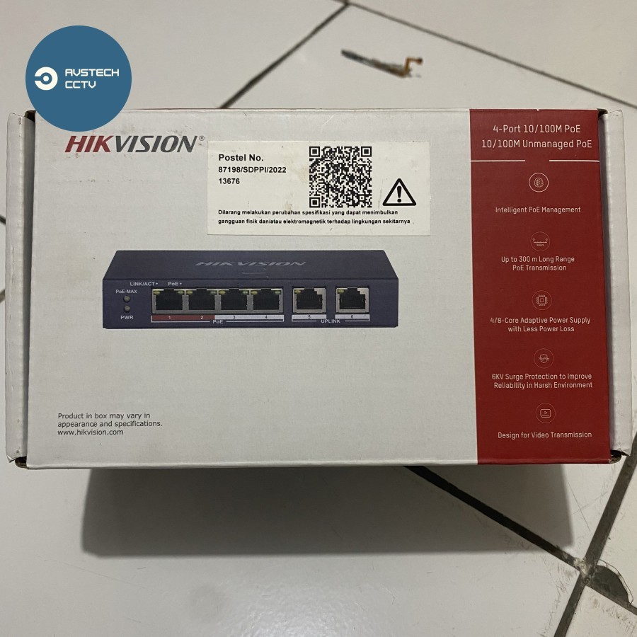 Jual Hikvision PoE Switch Hub POE 4 Port + 2 Uplink DS-3E0106P-E/M 10/ ...
