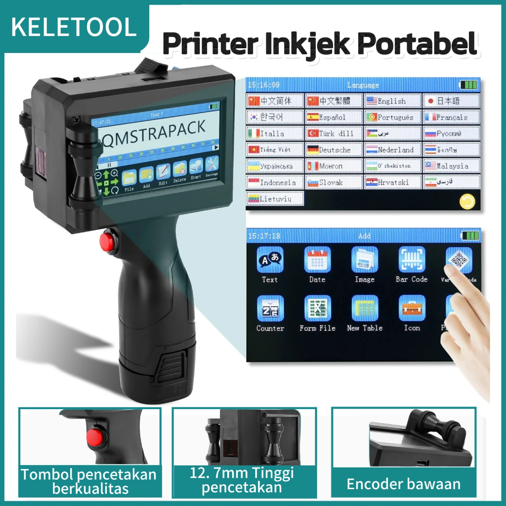 Jual ⚡Ready stock⚡Mesin Tinta Printer Inkjet Genggam Portabel Printer ...