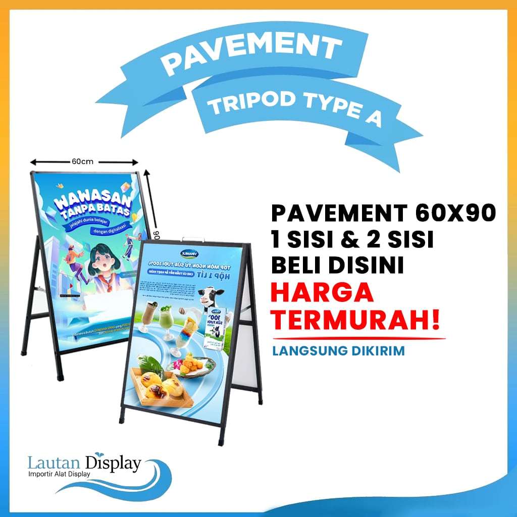Jual Stand Banner Lipat Standing Banner Signage Segitiga Pavement 60x90 ...