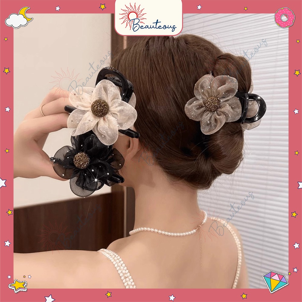 Jual Jedai Rambut Wanita Motif Bunga Permata Kain Tile Jepitan Pita ...