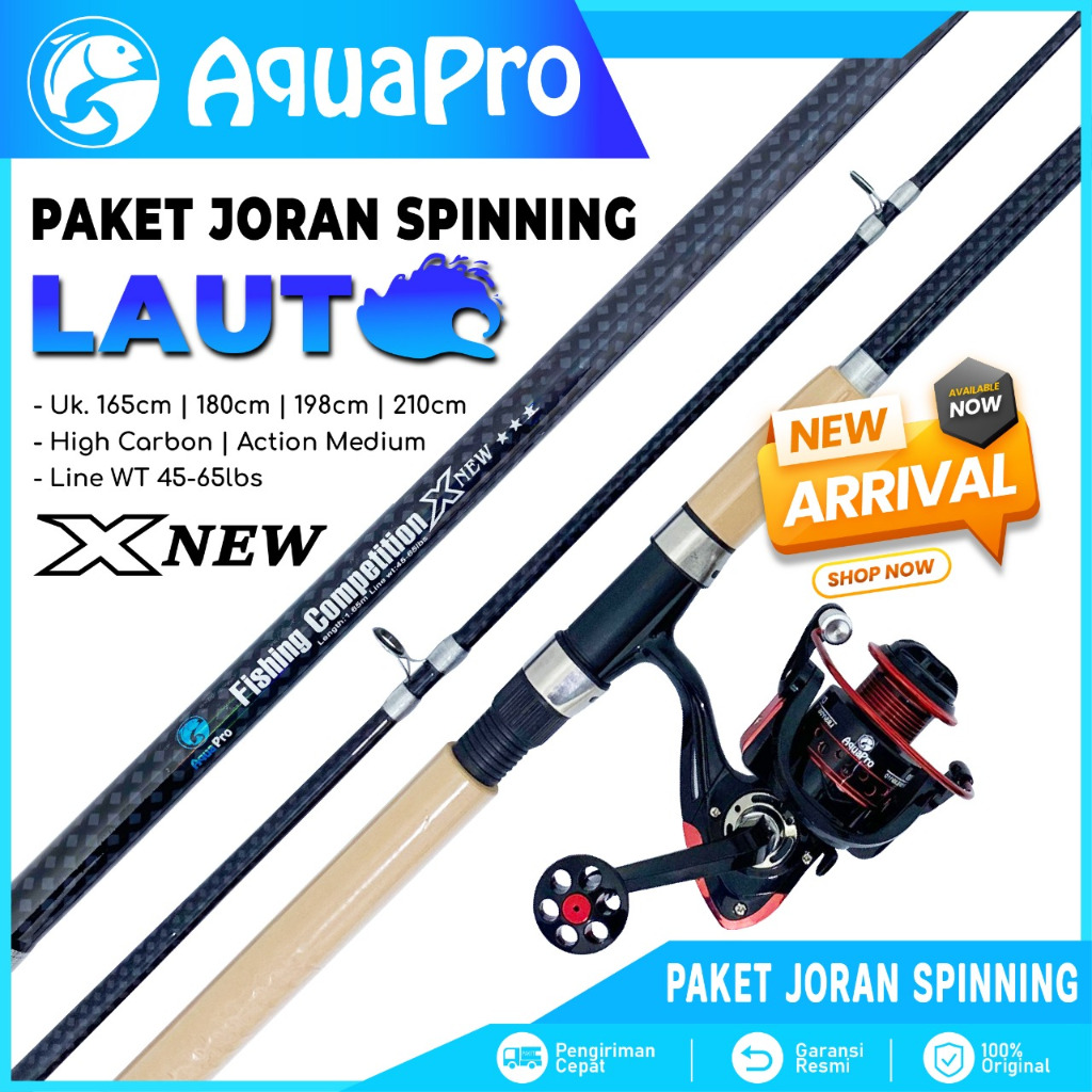 Jual Paket Set Alat Pancing Joran Laut Fishing Competition X-NEW Spinning 45-65lbs dan Reel ...