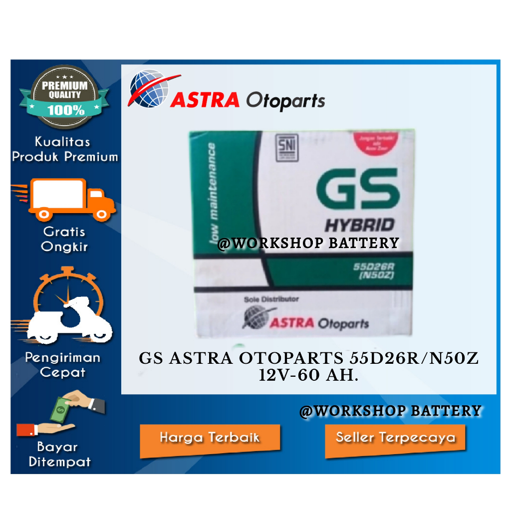 Jual AKI MOBIL ISUZU PANTHER. GS HYBRID 55D26R / N50Z 12V-60 AH ...