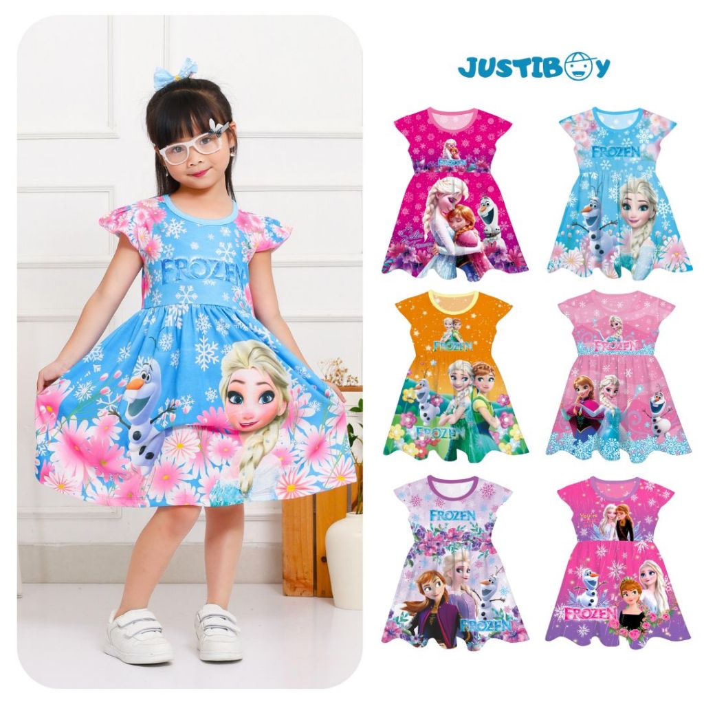 Jual Dress Anak Perempuan Frozen Lengan Pendek / Daster Anak Cewe Elsa ...