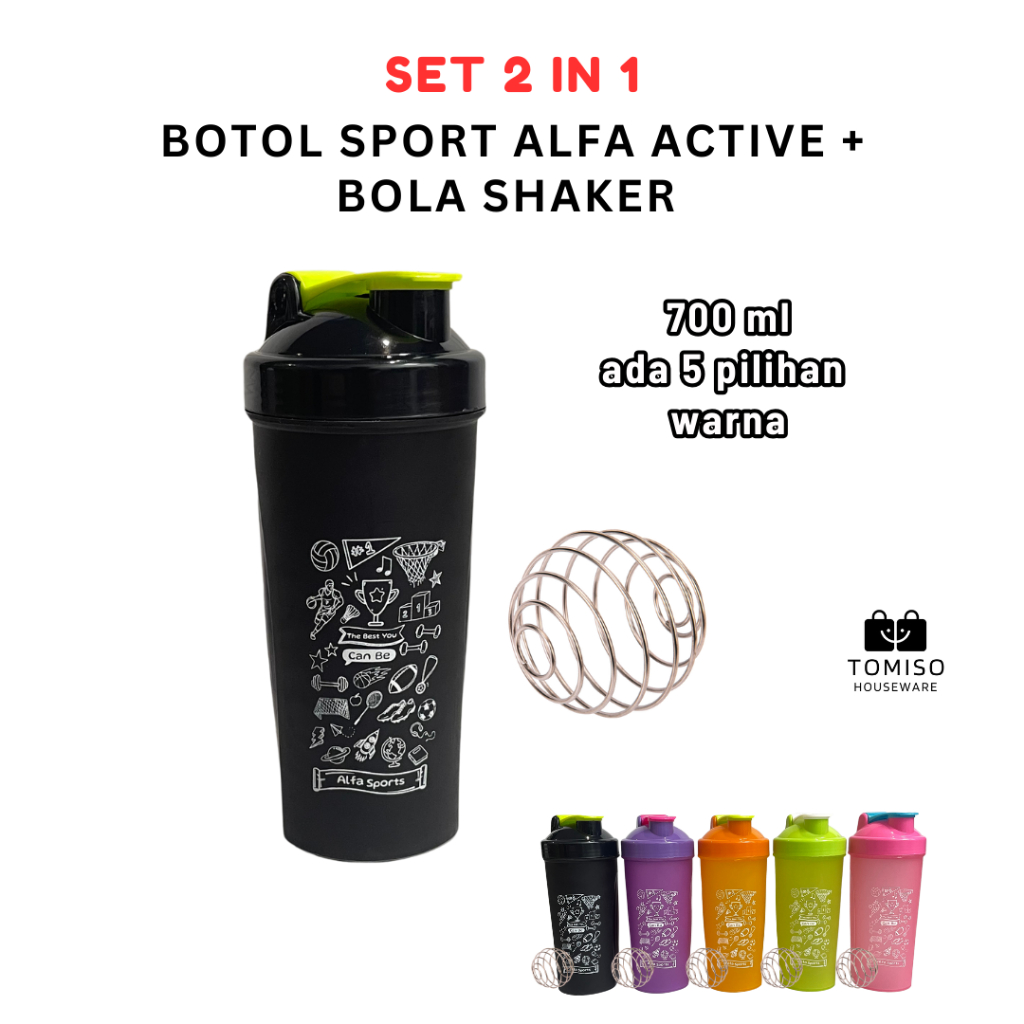 Jual SET 2 IN 1 BOTOL SPORT ALFA ACTIVE DAN BOLA SHAKER 700ml | Botol ...