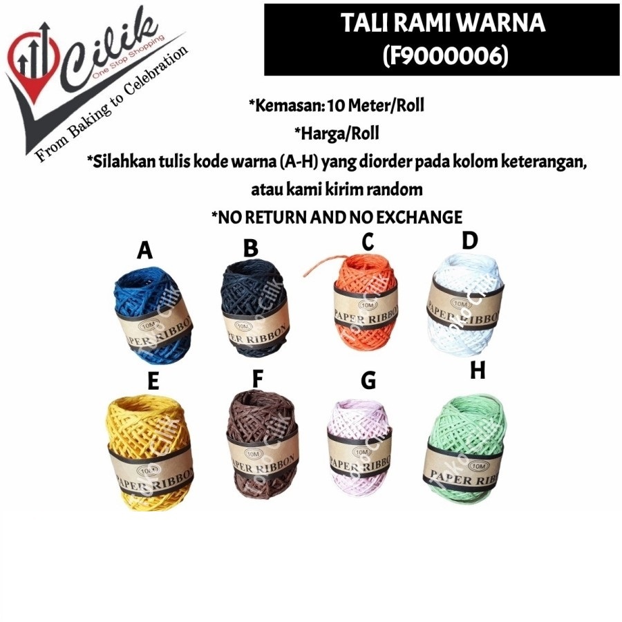 Jual tali+rami+warna+rope+pengikat+kado+ribbon+kemasan+pakaging+box+kue ...