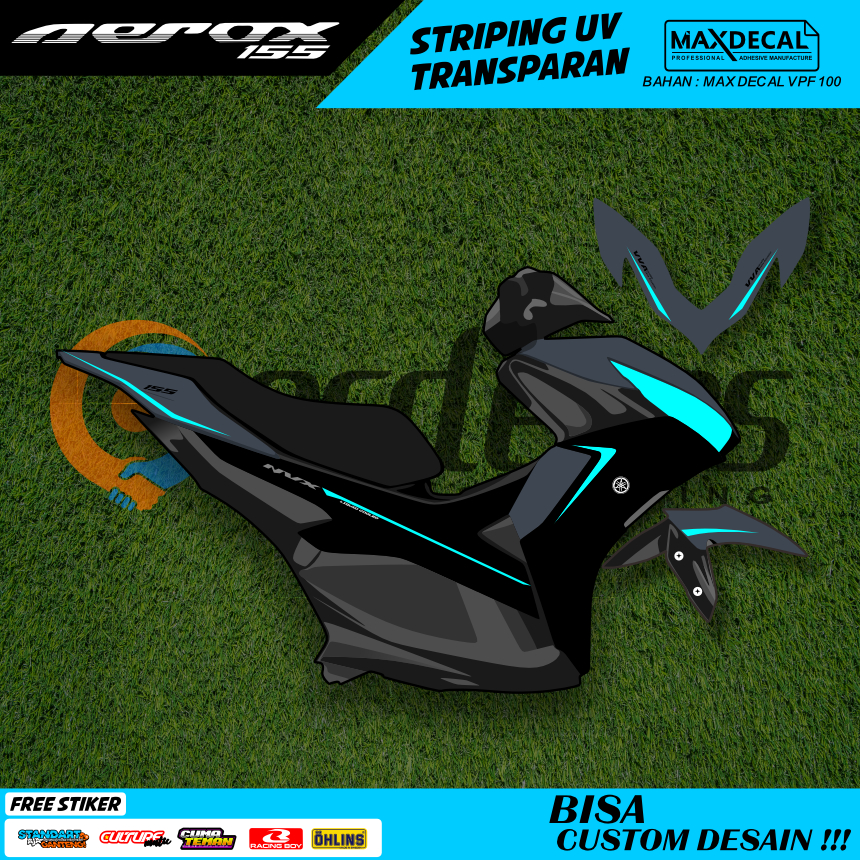 Jual striping sticker yamaha Aerox new transparan racing minimalis ...
