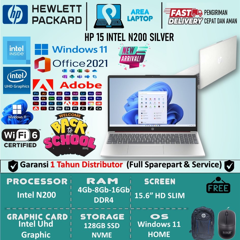 Jual Laptop HP 15 Intel N200 16GB 128GB SSD 15.6" HD Slim Windows 11 ...