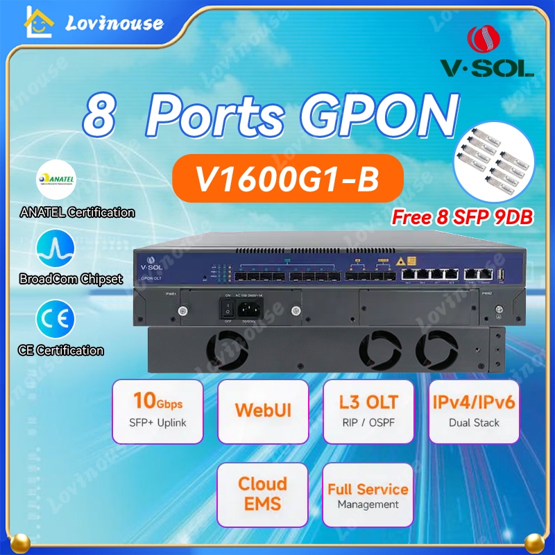 Jual OLT GPON VSOL 8 Ports V1600G1-B Uplink 10GE+ 8 SFP 9DB Layer 3 ...