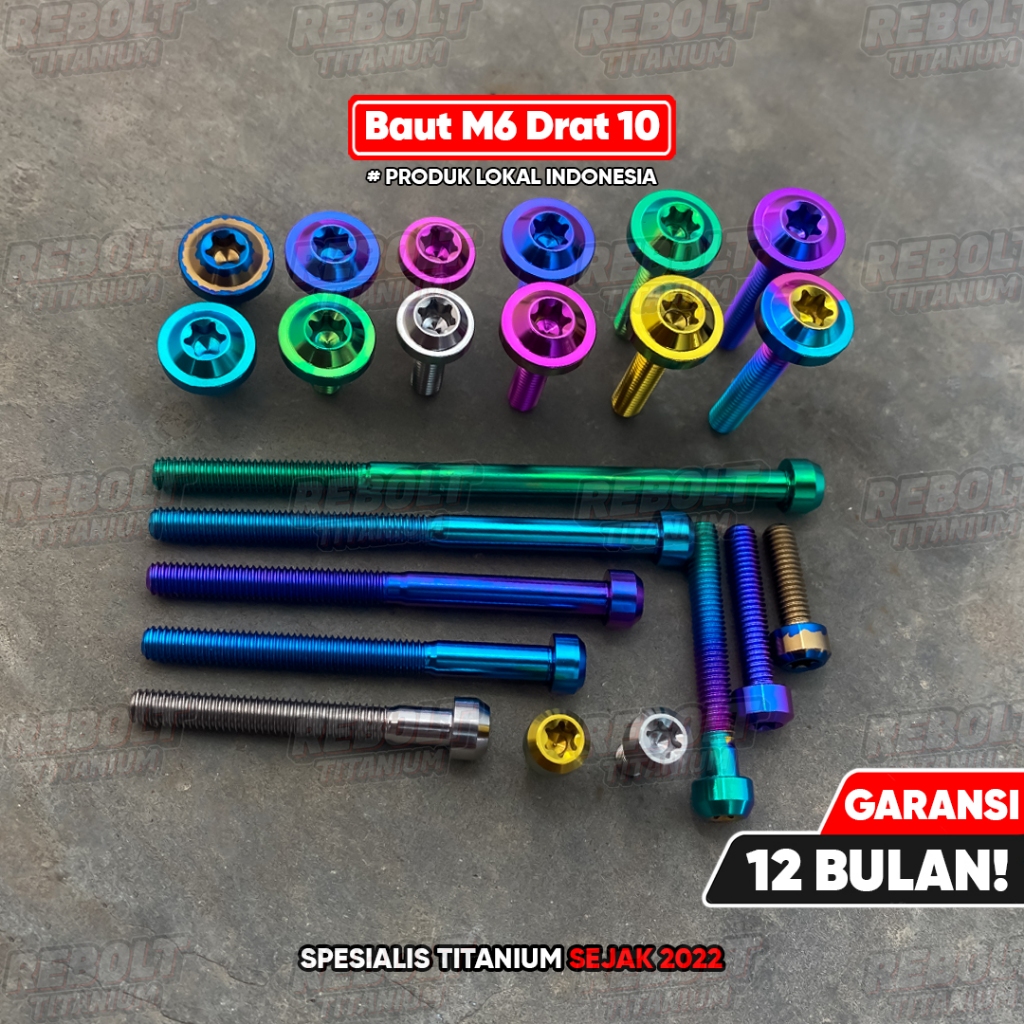 Jual Baut Titanium M6 Drat 10 Probolt REBOLT Titanium | Shopee Indonesia