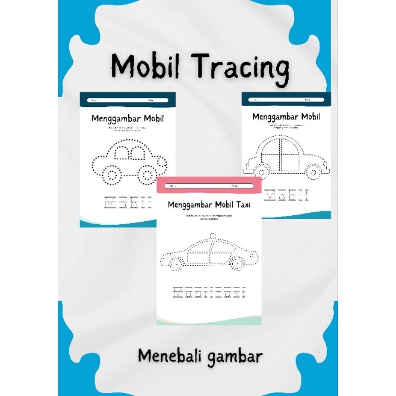 Jual Worksheet/lembar kerja anakMobil Tracing_ menebali gambar ...